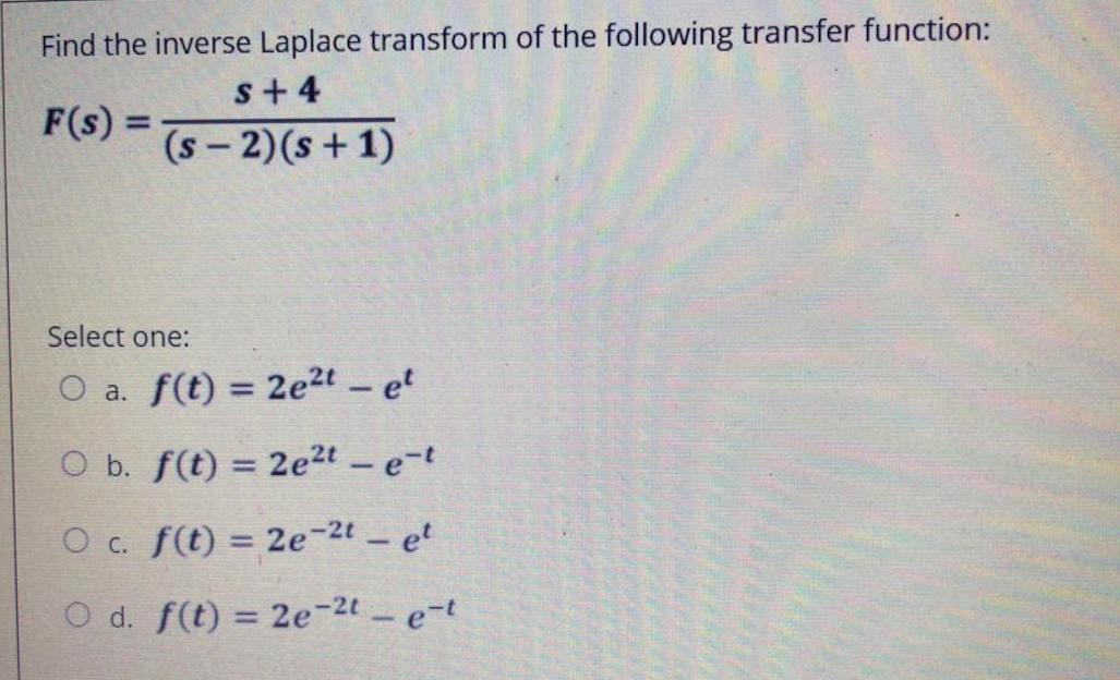 Solved Find the inverse Laplace transform of the following | Chegg.com