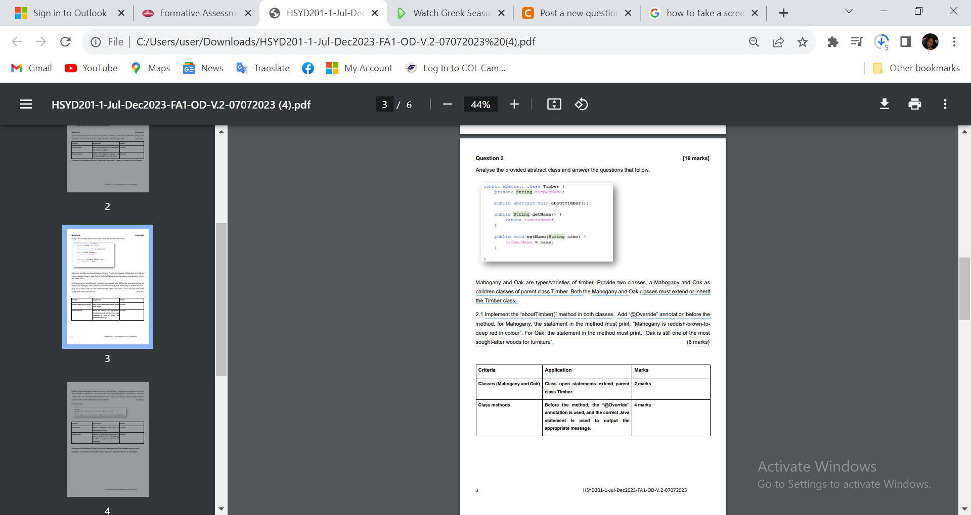 Solved Analyse the provided abstract class and answer the | Chegg.com