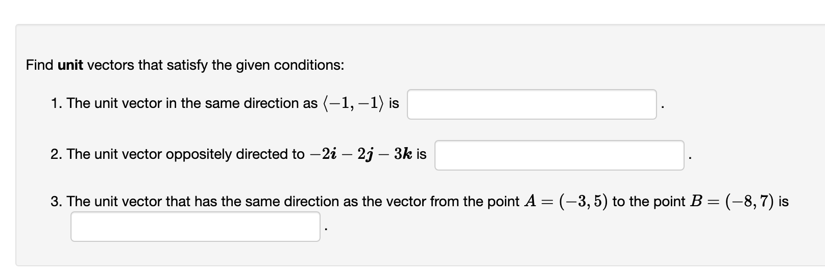Solved Find unit vectors that satisfy the given conditions: | Chegg.com