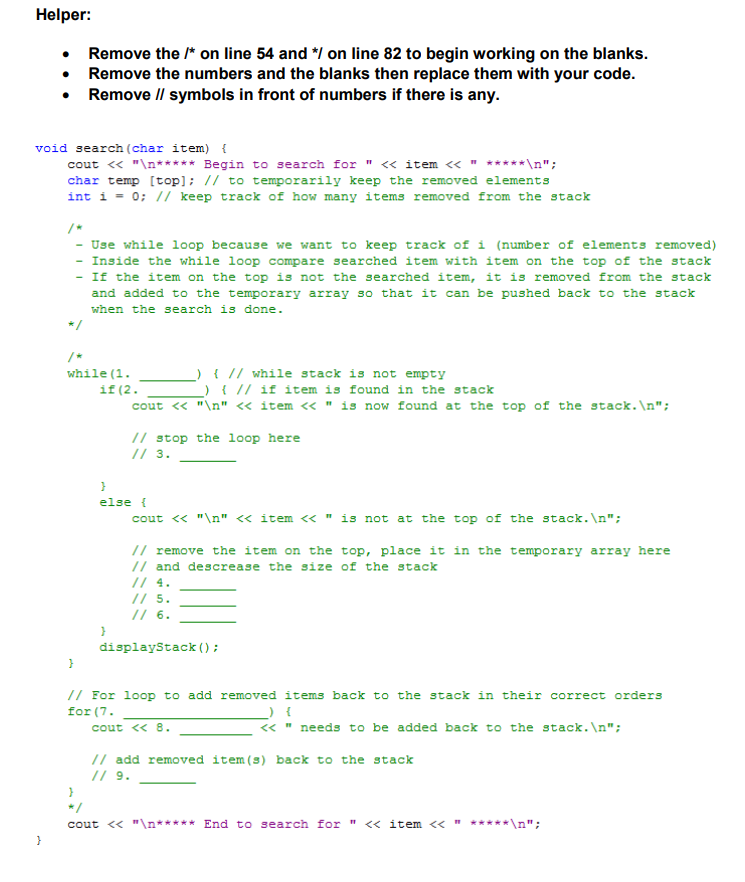 Solved In the stack program (stack_assignment.cpp) available | Chegg.com