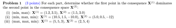 Solved Problem 1 (3 points) For each part, determine whether | Chegg.com
