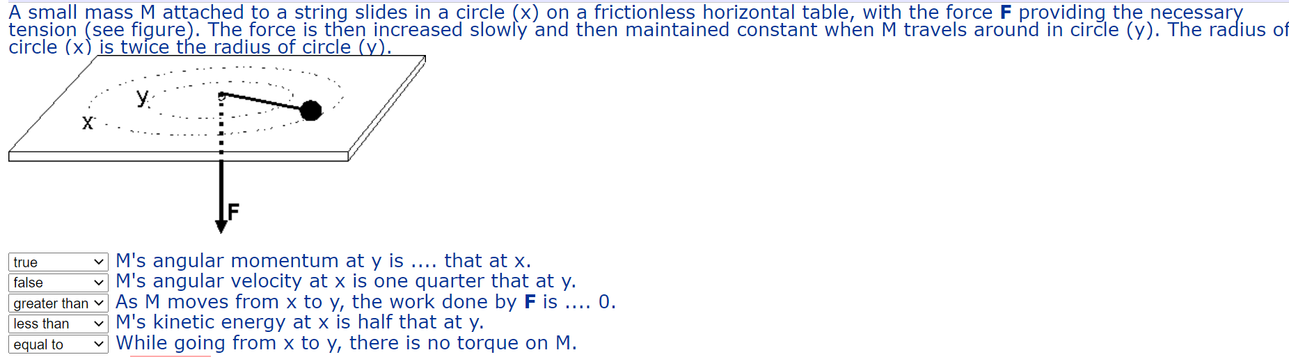 Solved A small mass M attached to a string slides in a | Chegg.com