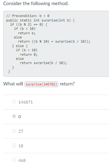 Solved Consider the following method. public static void | Chegg.com