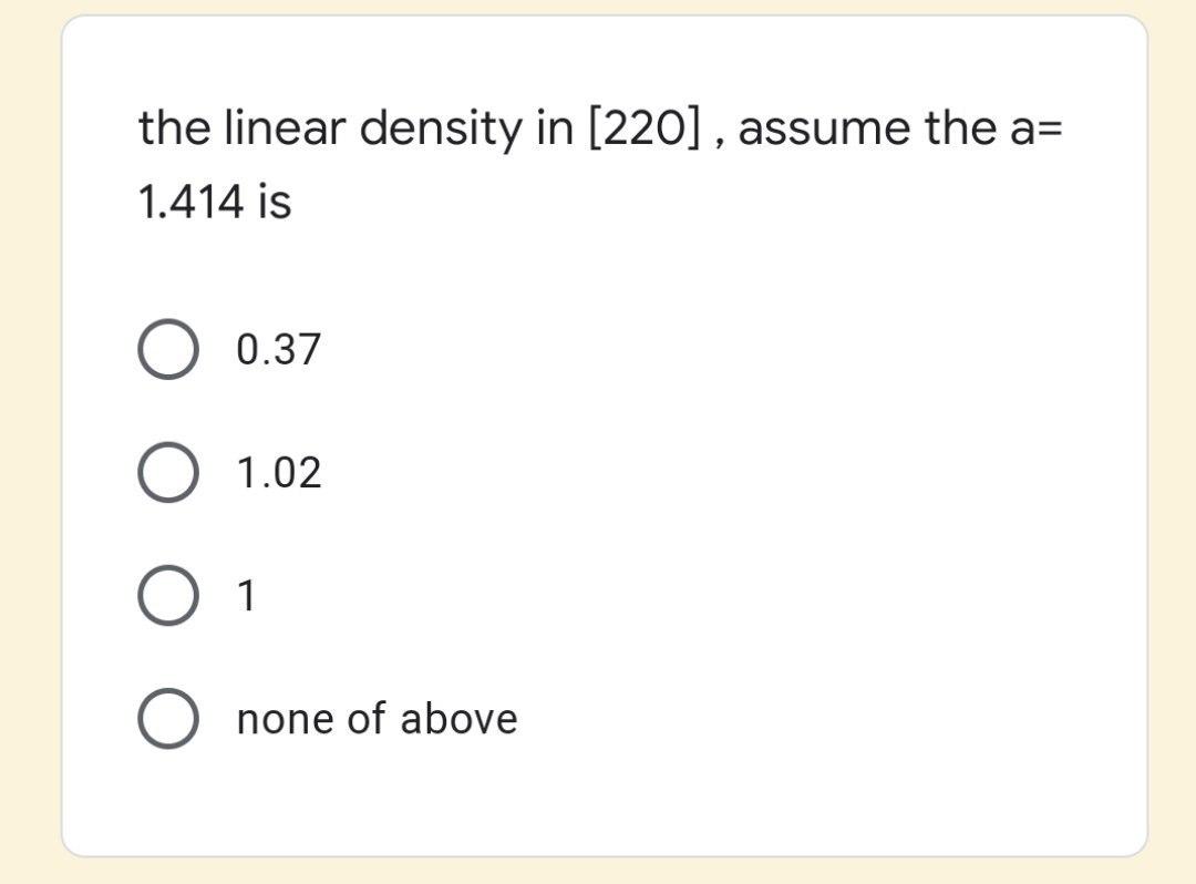 Solved the linear density in [220], assume the a= 1.414 is | Chegg.com