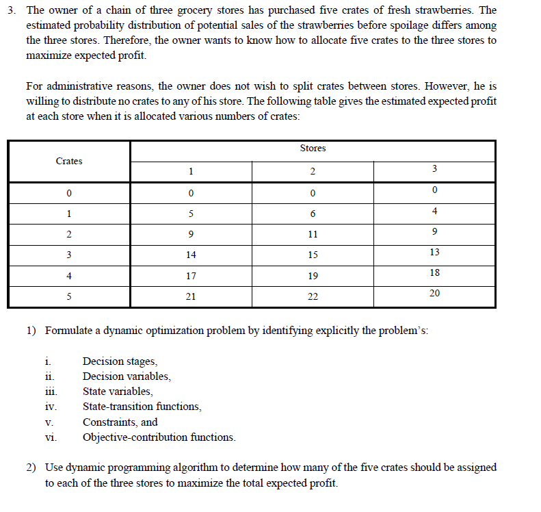 Solved The owner of a chain of three grocery stores has | Chegg.com