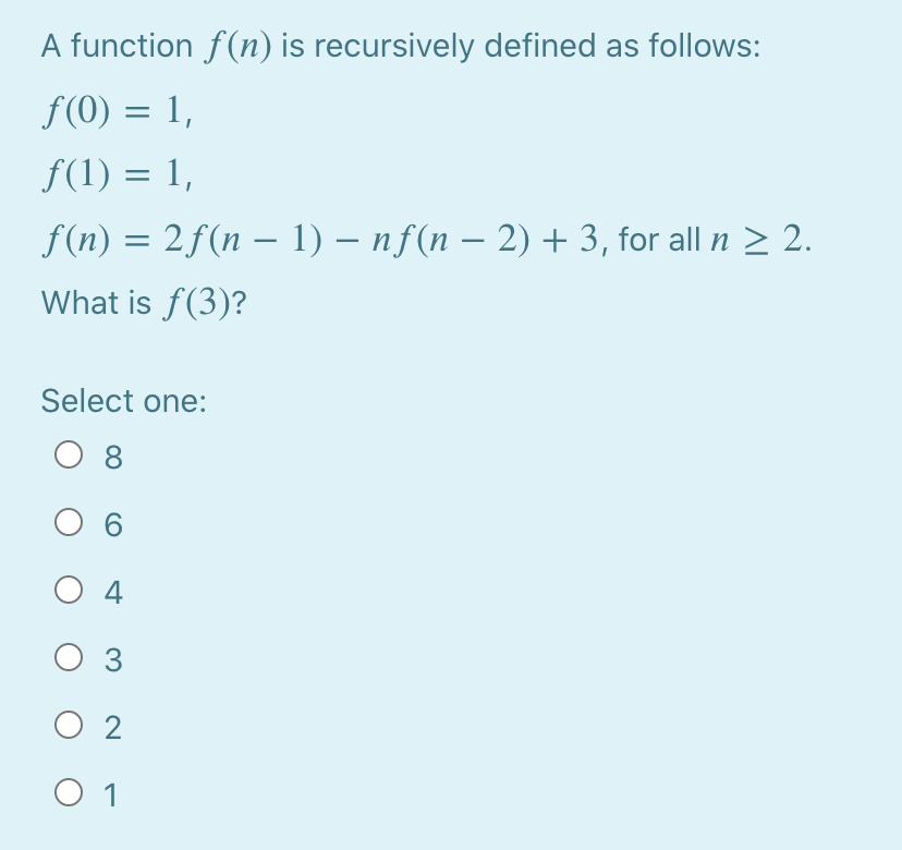 Solved A Function 𝑓 𝑛 F N Is Recursively Defined