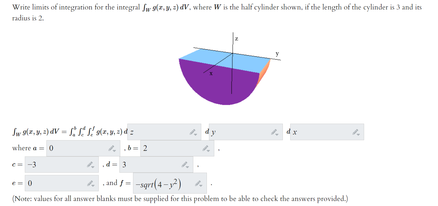 Solved Write limits of integration for the integral | Chegg.com