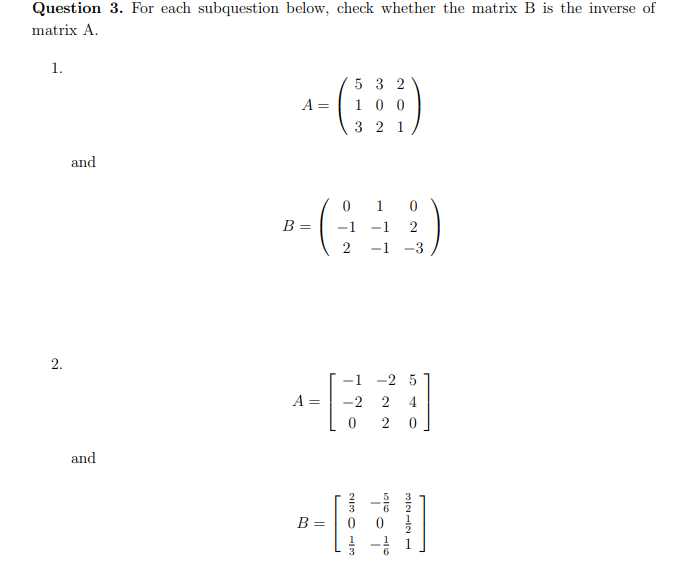 Solved Question 3. For each subquestion below, check whether | Chegg.com