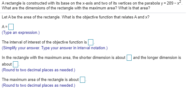 Solved A rectangle is constructed with its base on the | Chegg.com