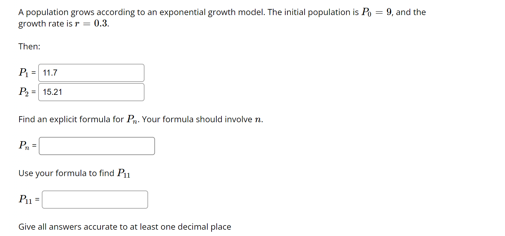 Solved A population grows according to an exponential growth | Chegg.com