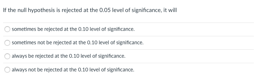 Solved If the null hypothesis is rejected at the 0.05 level | Chegg.com