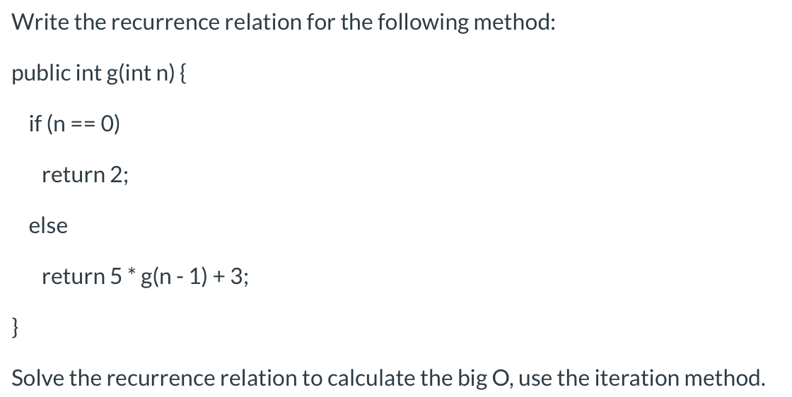 Solved Write the recurrence relation for the following | Chegg.com