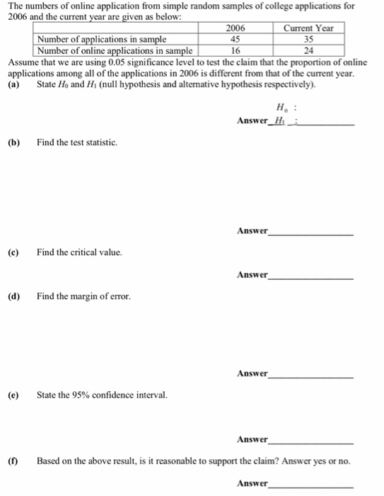 Solved The numbers of online application from simple random | Chegg.com