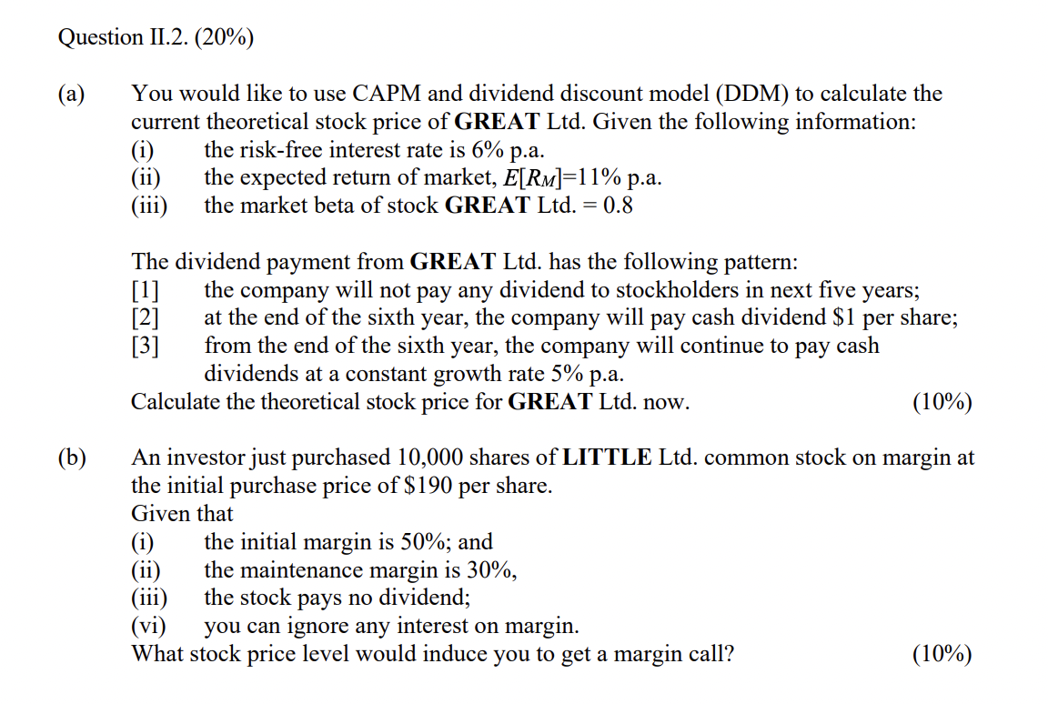 Solved You would like to use CAPM and dividend discount | Chegg.com