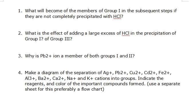 Solved - THE SEPARATION OF CATIONS INTO GROUPS Center text. | Chegg.com