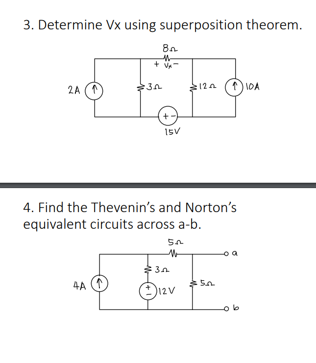 Solved 3. Determine Vx using superposition theorem. 80 M + | Chegg.com
