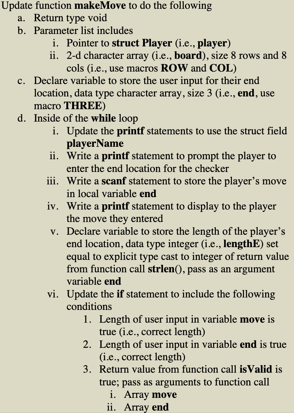 Solved pdate function makeMove to do the following a. Return | Chegg.com