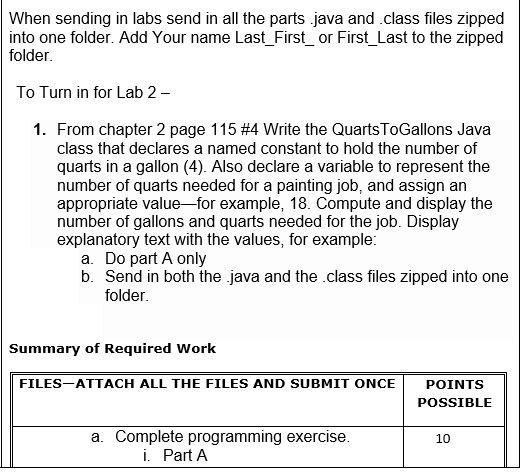 Solved When sending in labs send in all the parts java and | Chegg.com