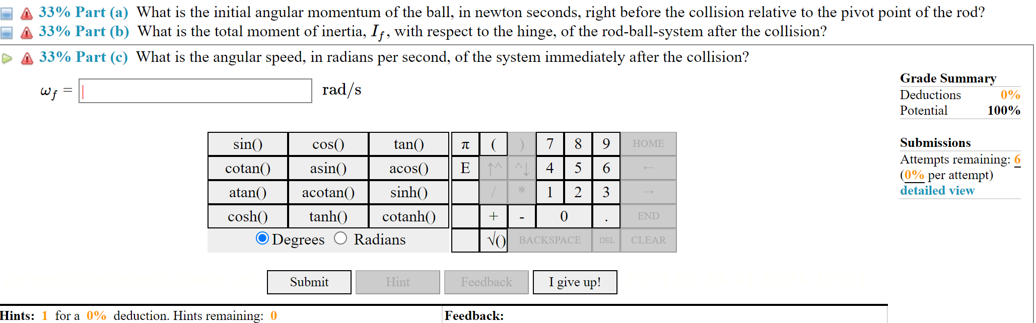 A uniform rod of mass M=2.91kgM=2.91kg and length | Chegg.com