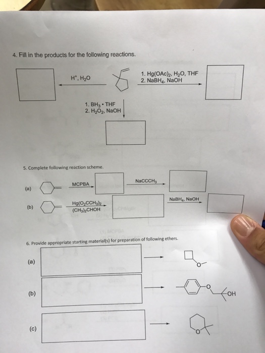 Solved Fill in the products for the following reactions. | Chegg.com Solved Fill in the products for the following reactions. | Chegg.com