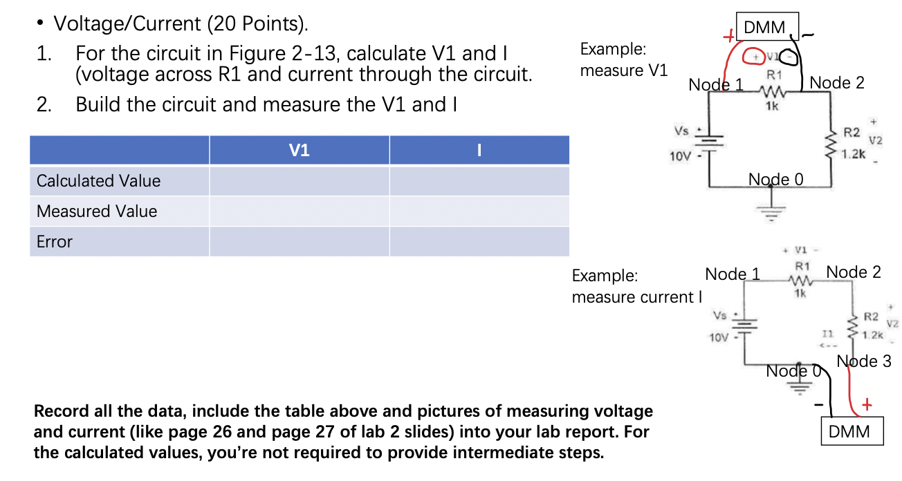 Solved - Voltage/Current (20 Points). 1. For the circuit in | Chegg.com