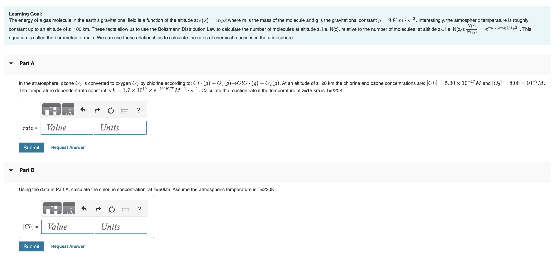 Solved Learning Goal: equation is called the barometric | Chegg.com