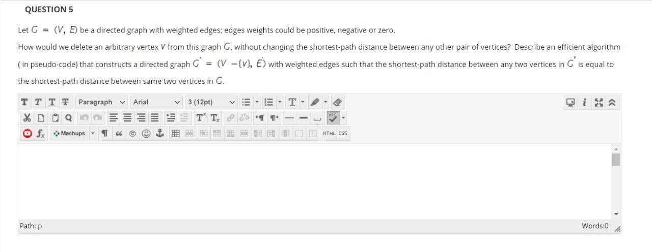 Solved QUESTION 3 20 points Save Answer Run Prim's Algorithm | Chegg.com