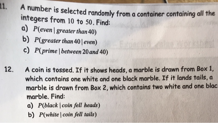 Solved 1. A number is selected randomly from a container | Chegg.com