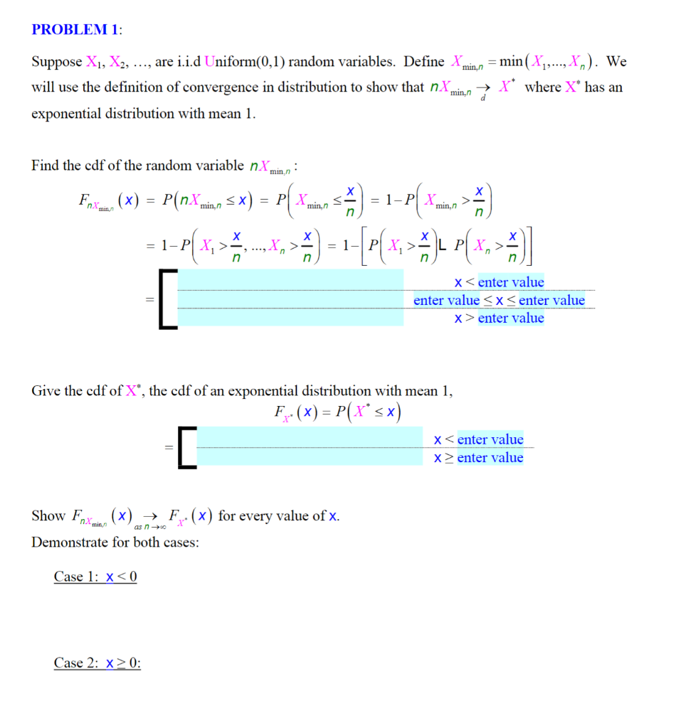 Solved PROBLEM 1: Suppose X1,X2,…, are i.i.d Uniform (0,1) | Chegg.com