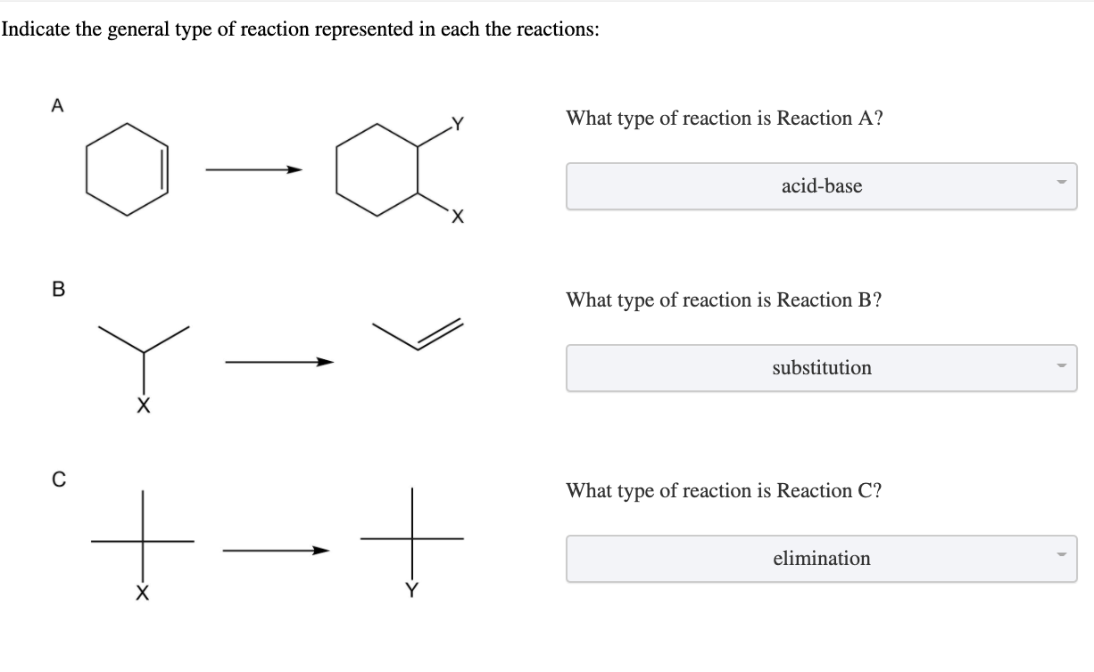 Solved Indicate the general type of reaction represented in | Chegg.com Solved Indicate the general type of reaction represented in | Chegg.com