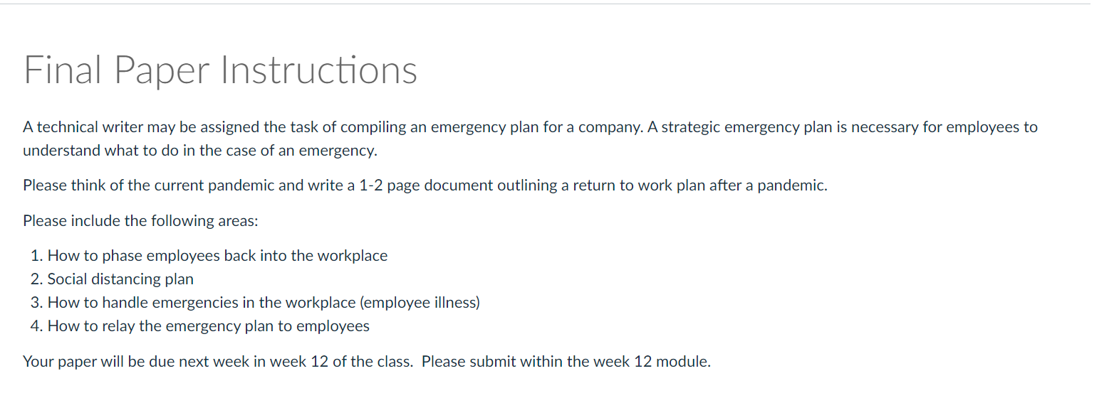 Solved Final Paper Instructions A technical writer may be | Chegg.com