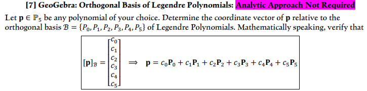 Solved [7] GeoGebra: Orthogonal Basis of Legendre | Chegg.com