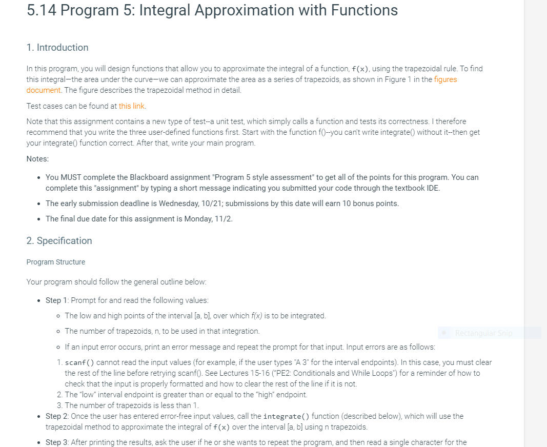 514 Program 5 Integral Approximation With Functions