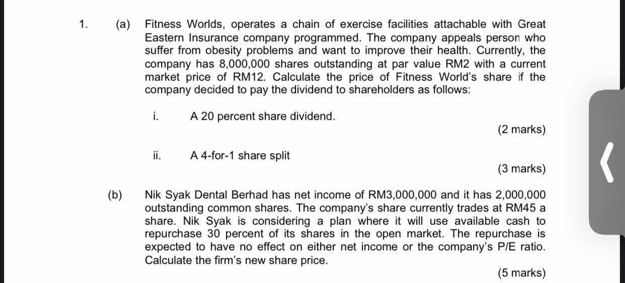 Solved 1. (a) Fitness Worlds, operates a chain of exercise | Chegg.com