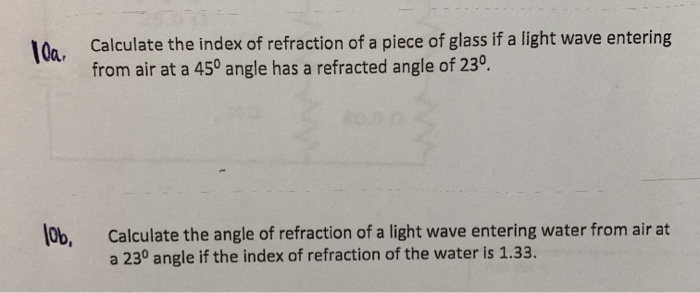 Solved Calculate the index of refraction of a piece of glass | Chegg.com