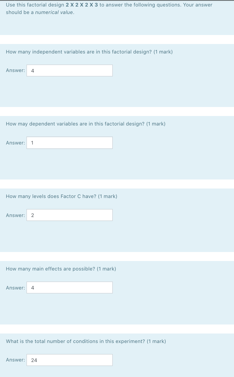 Solved Use this factorial design 2 X 2 X 2 X 3 to answer the | Chegg.com