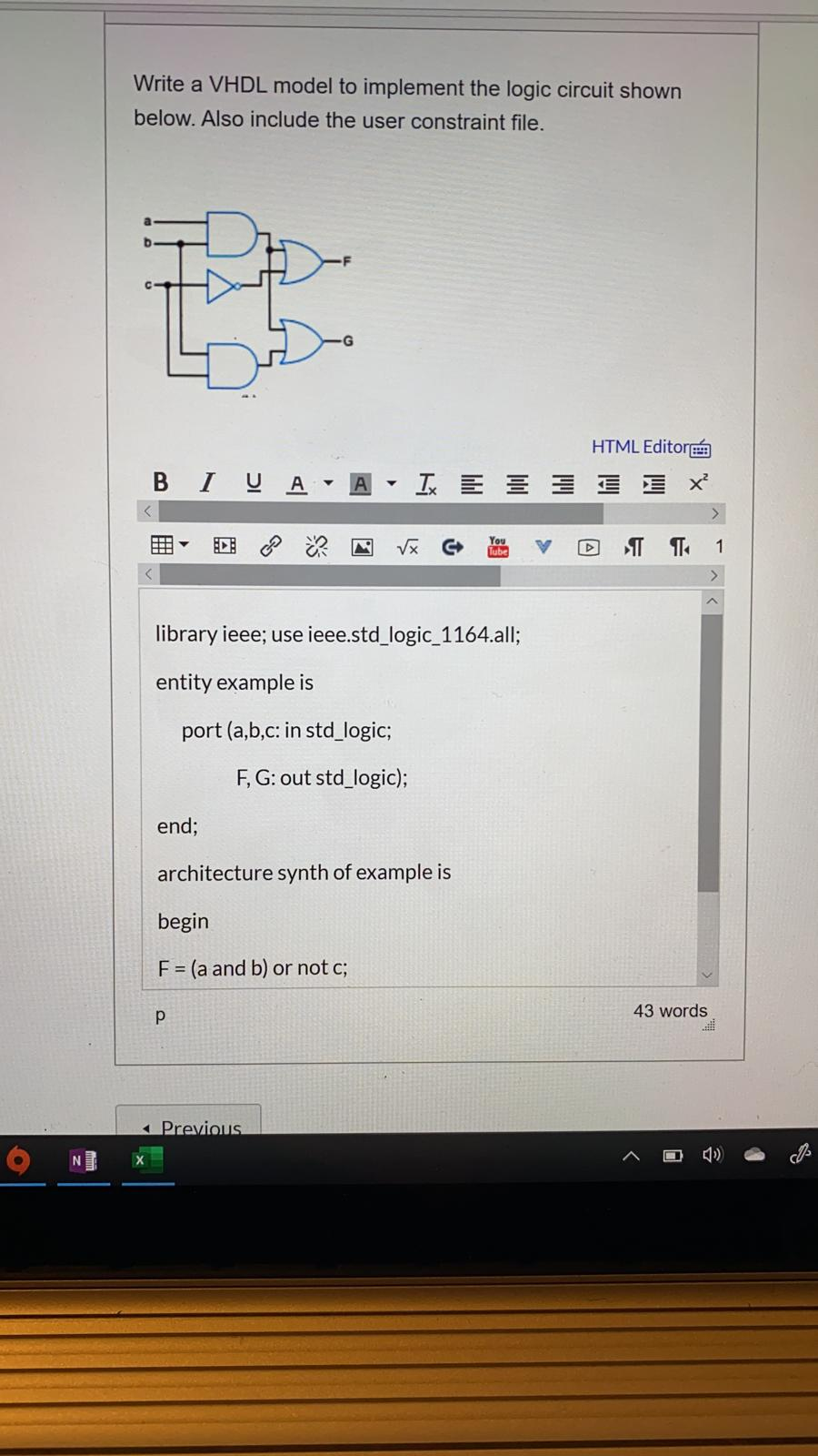 please write the VHDL for this logic circuit and the | Chegg.com