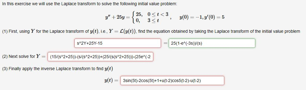 Solved In this exercise we will use the Laplace transform to | Chegg.com