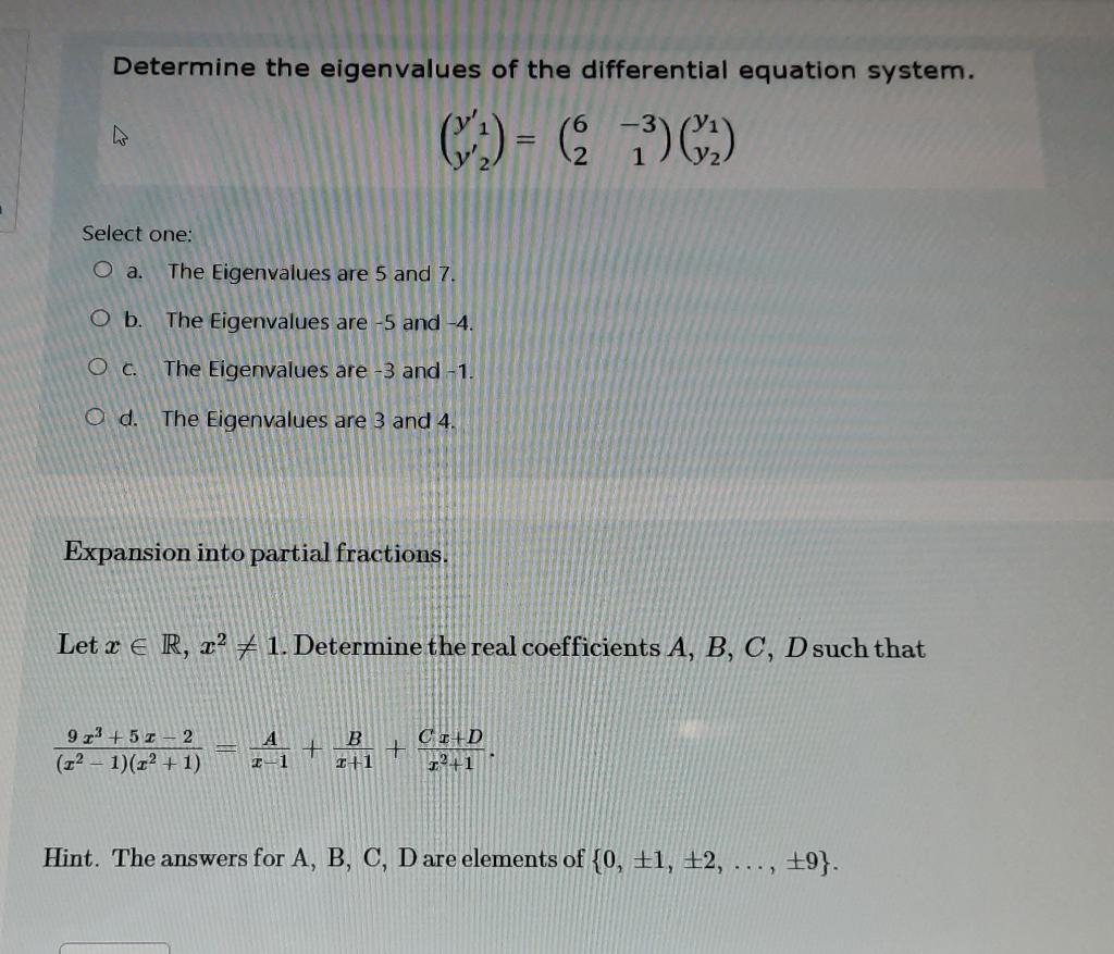 Solved Determine the eigenvalues of the differential | Chegg.com