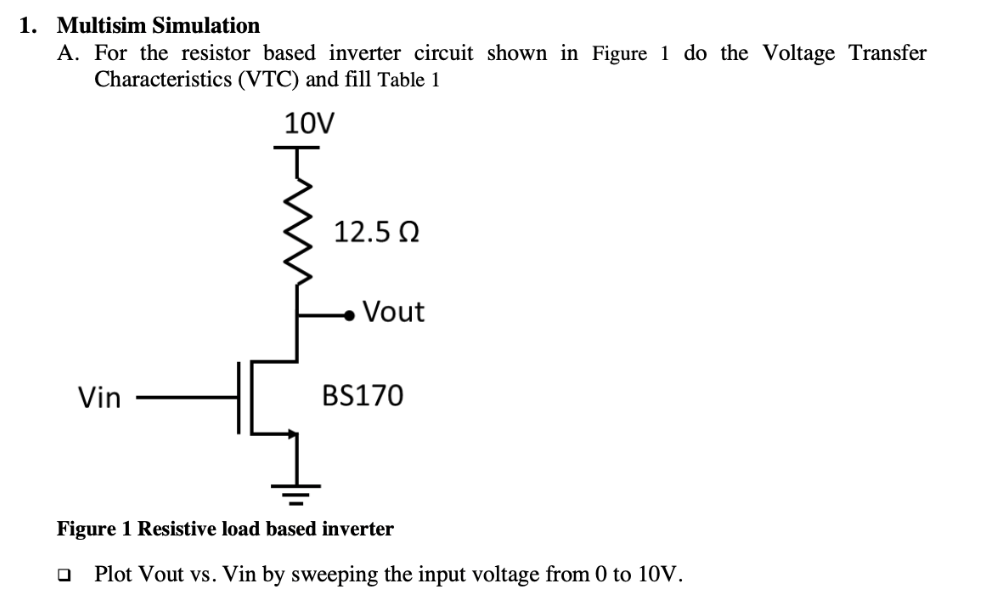 Solved 1. Multisim Simulation A. For the resistor based | Chegg.com