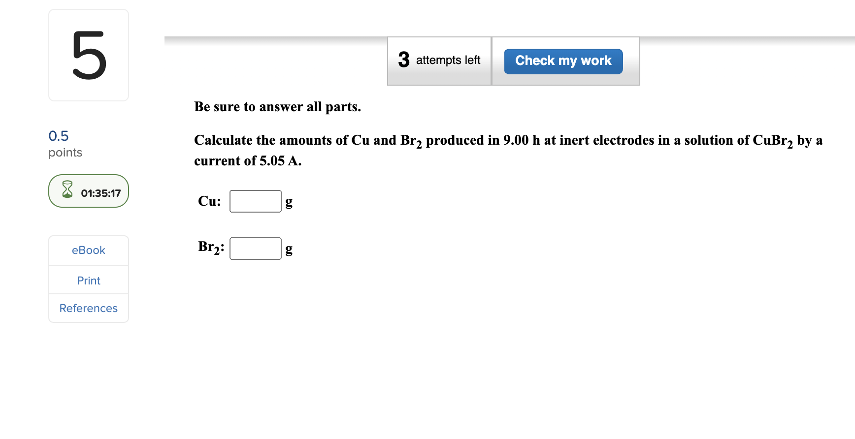 Solved LO 3 attempts left Check my work Be sure to answer | Chegg.com