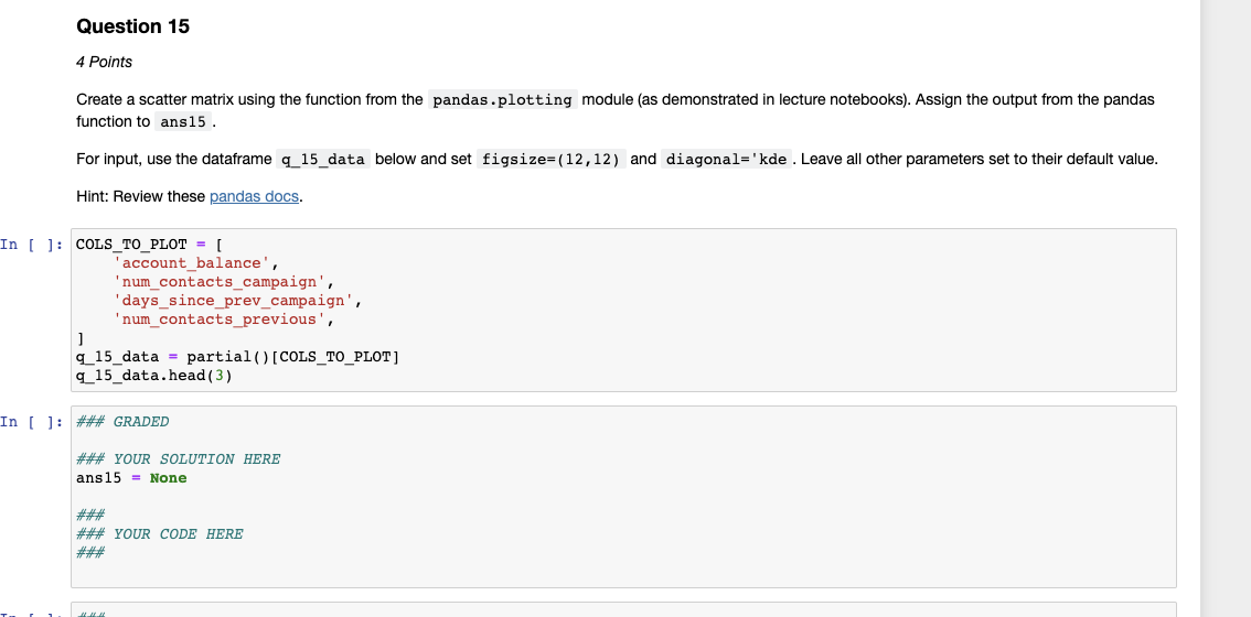 Solved 4 Points Create a scatter matrix using the function | Chegg.com