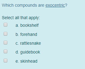 Which compounds are exocentric? Select all that | Chegg.com