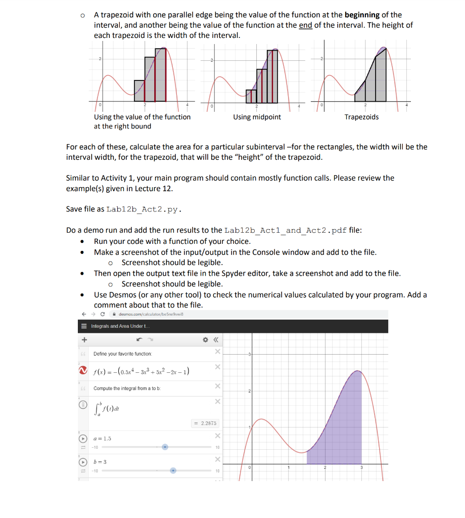 Activity #2: Computing area under a curve (a.k.a. | Chegg.com