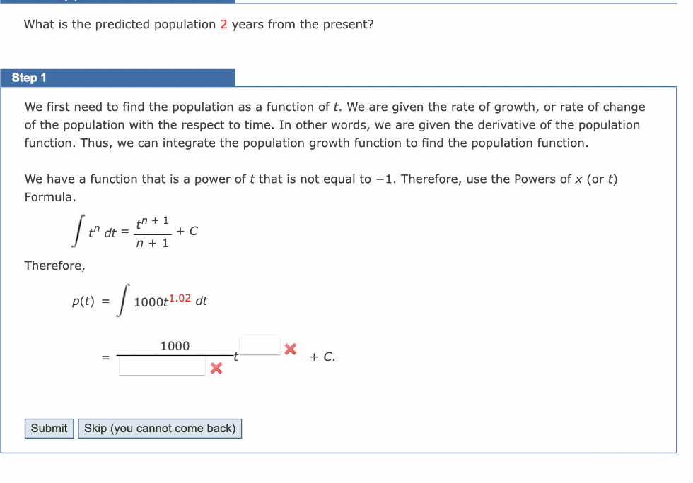 Solved What is the predicted population 2 years from the | Chegg.com