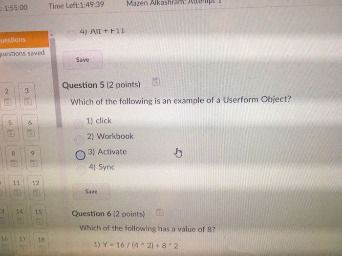Solved Which of the following is an example of a Userform | Chegg.com