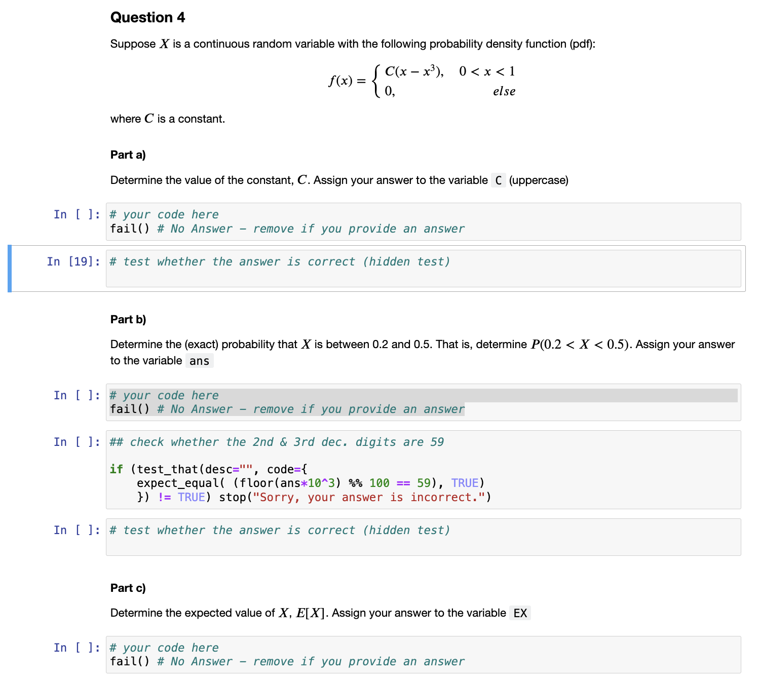 Solved Question 4Suppose x ﻿is a continuous random variable | Chegg.com