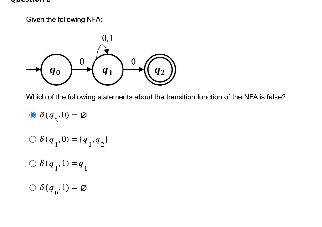 Solved Given the following NFA: Which of the following | Chegg.com