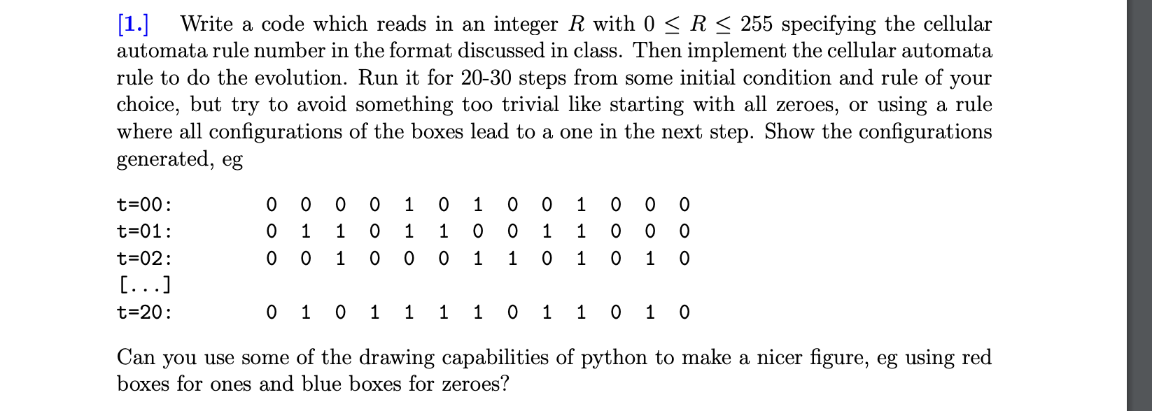 Solved [1.] Write a code which reads in an integer R with 0 | Chegg.com