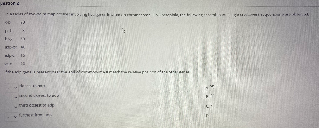 Solved uestion 2 In a series of two-point map crosses | Chegg.com